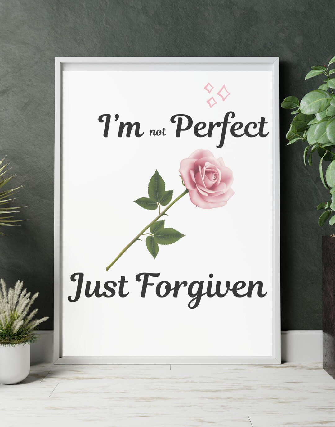 Christian Wall Art – Pink Rose, Forgiven Printable (digital Download ...