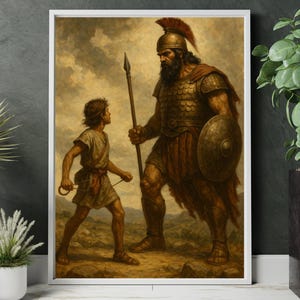 David and Goliath Standoff | Biblical Wall Art Printable | Religious ...