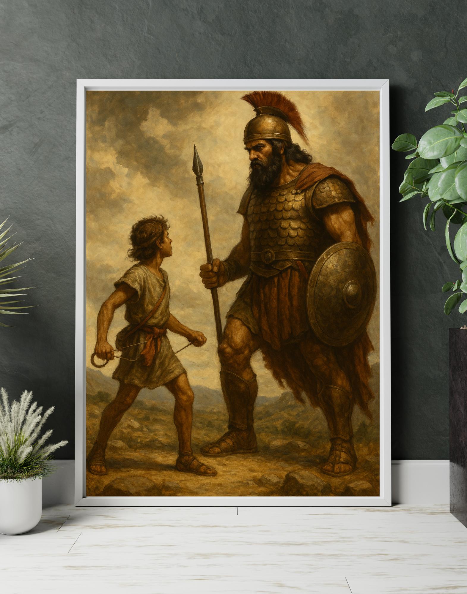 David and Goliath Standoff | Biblical Wall Art Printable | Religious ...