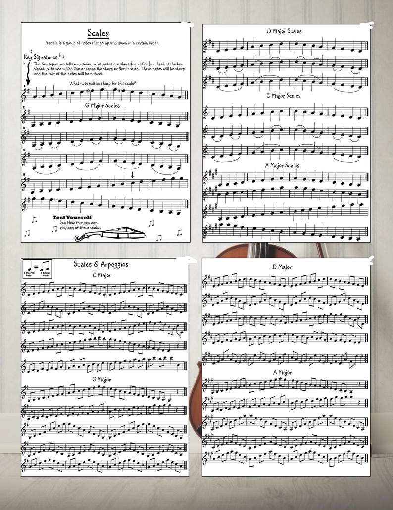 Violin Scales for Beginners – Level 1–2 Printable PDF With Major Scales ...