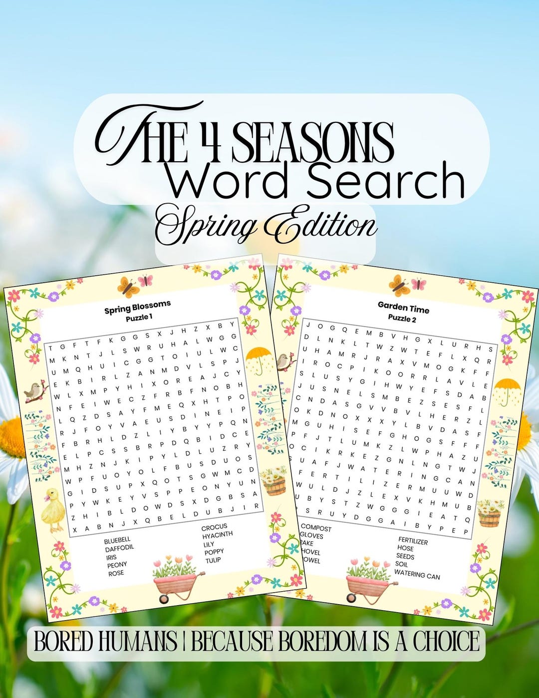 The Four Seasons Word Search | Spring Edition | Bored Humans - Etsy