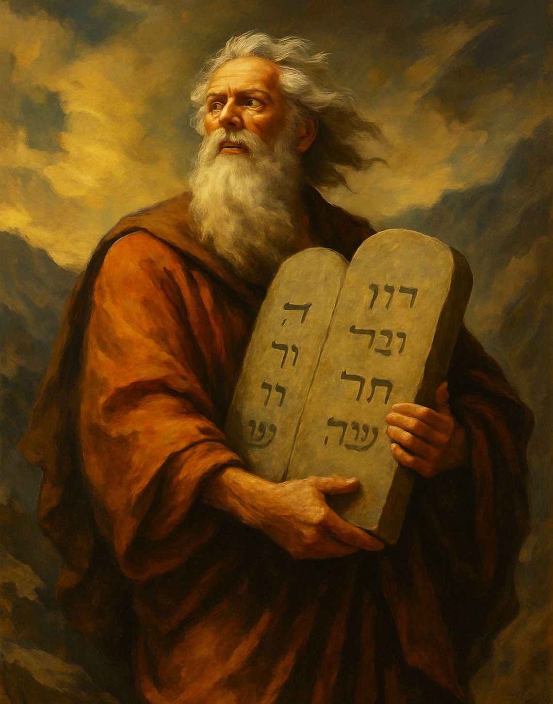 Moses With the Ten Commandments | Biblical Wall Art Print | Dramatic ...