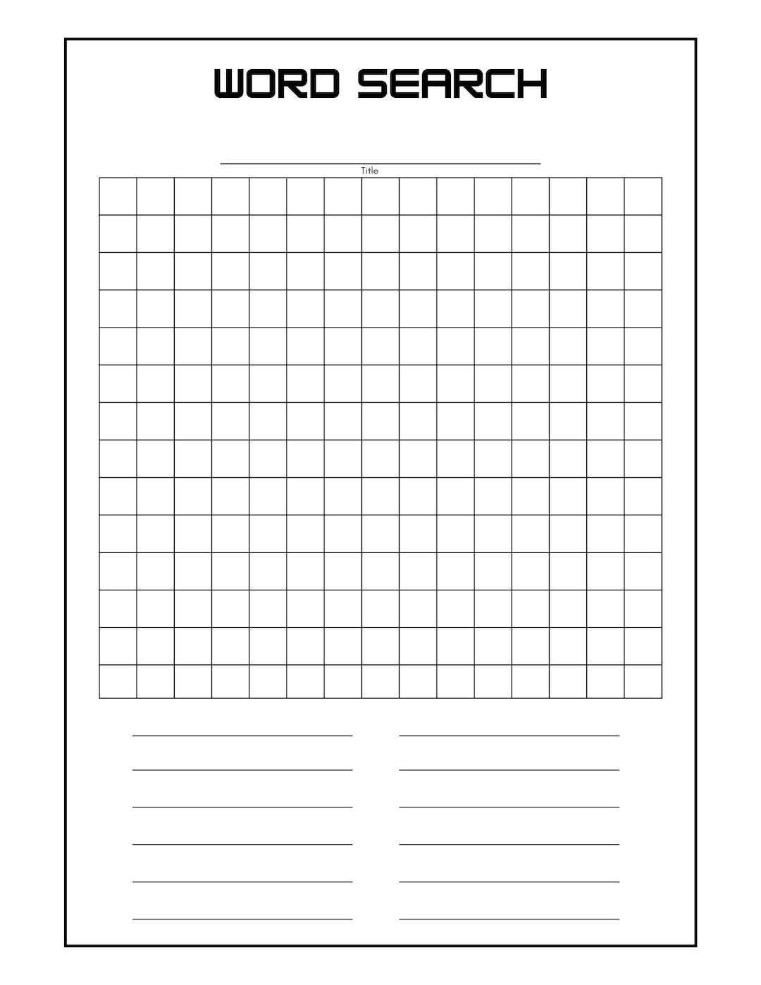 Printable Blank Word Search Templates PDF - 2 Sizes for Kids - Etsy
