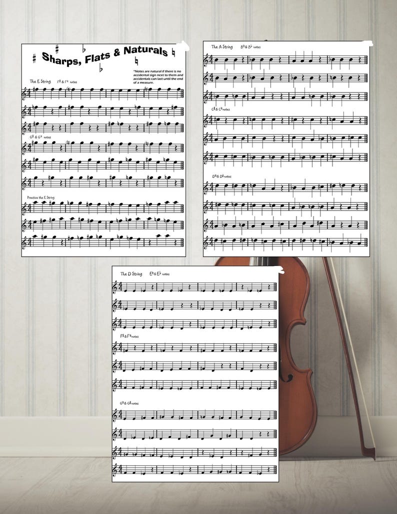 Beginner Violin Music – Sharps, Flats, and Naturals Practice Sheets PDF ...