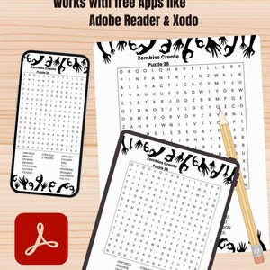 50 Zombie Word Search Puzzles + Mazes & Answer Key | Fun Horror Puzzle ...