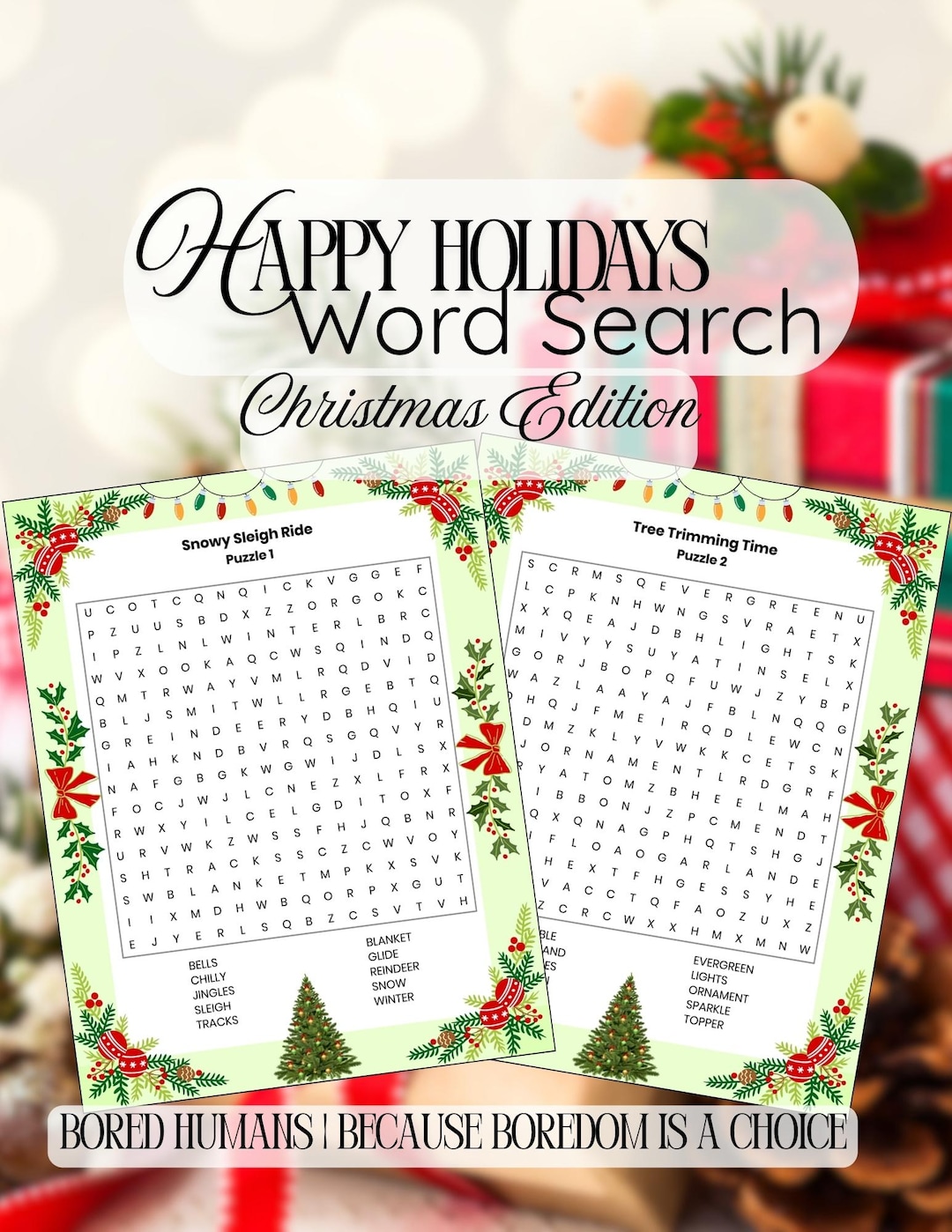 Happy Holidays Word Search | Christmas Edition – Bored Humans Digital ...