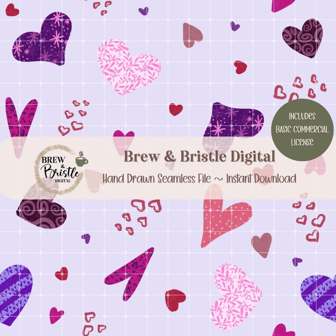 Hand Drawn Heart Doodles Valentine's Day Seamless File Valentine's Day ...