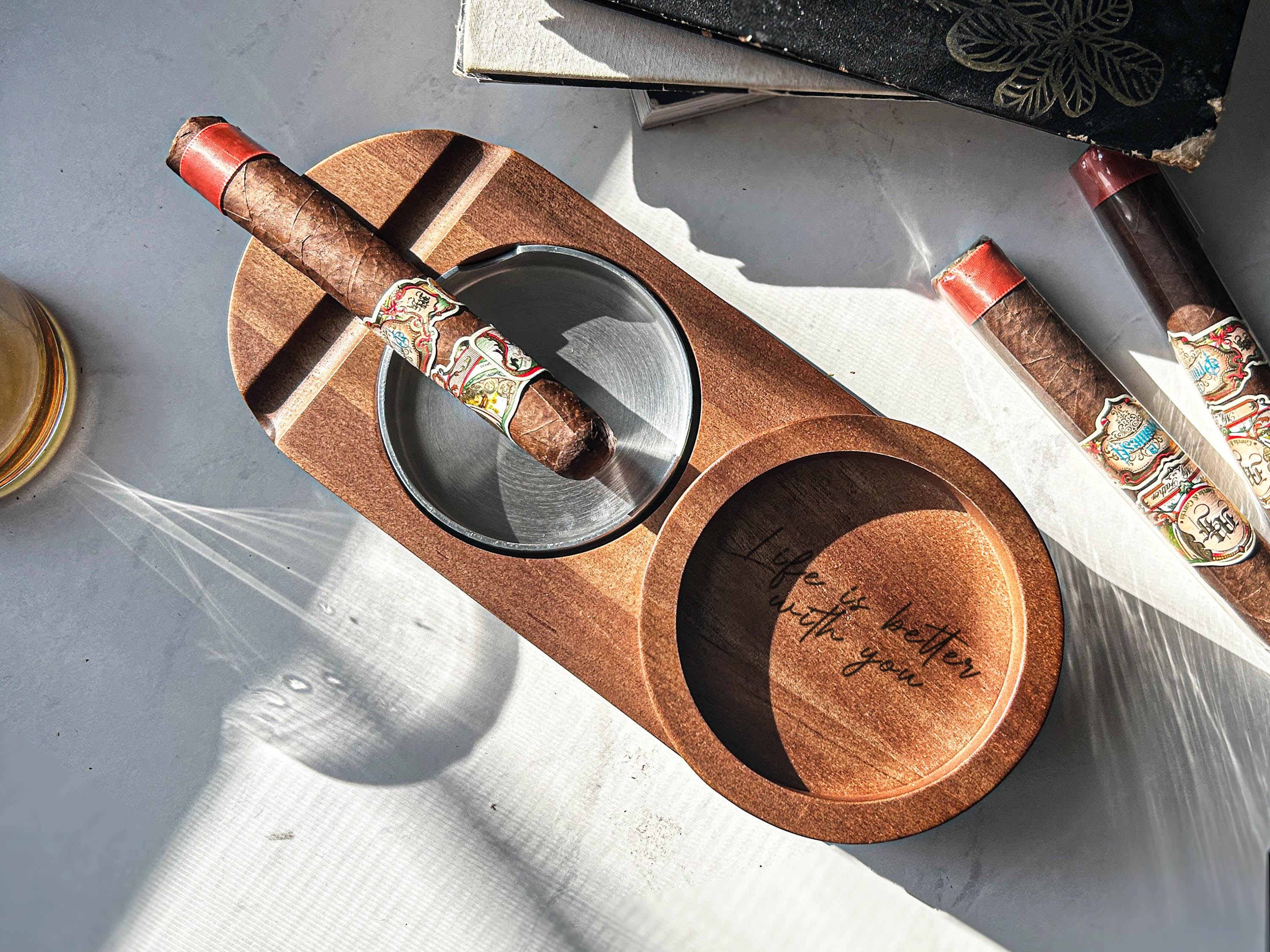 Custom Whiskey and Cigar Tray Holder, Cigar Ashtray, Bourbon Pairing ...