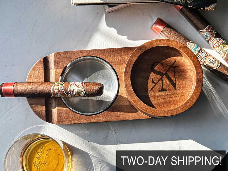Custom Whiskey and Cigar Tray Holder, Cigar Ashtray, Bourbon Pairing ...