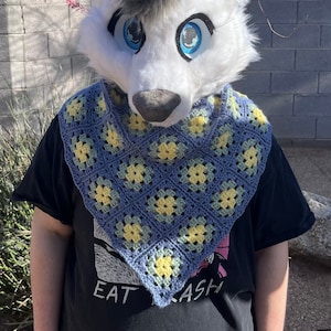 Crochet Fursuit Bandana - Blue Green Yellow Granny Squares - Etsy
