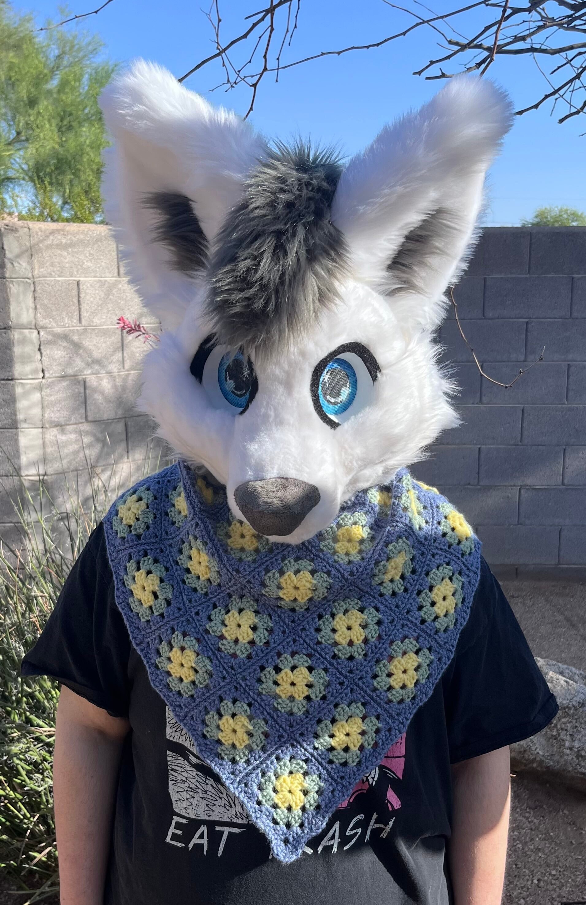 Crochet Fursuit Bandana - Blue Green Yellow Granny Squares - Etsy