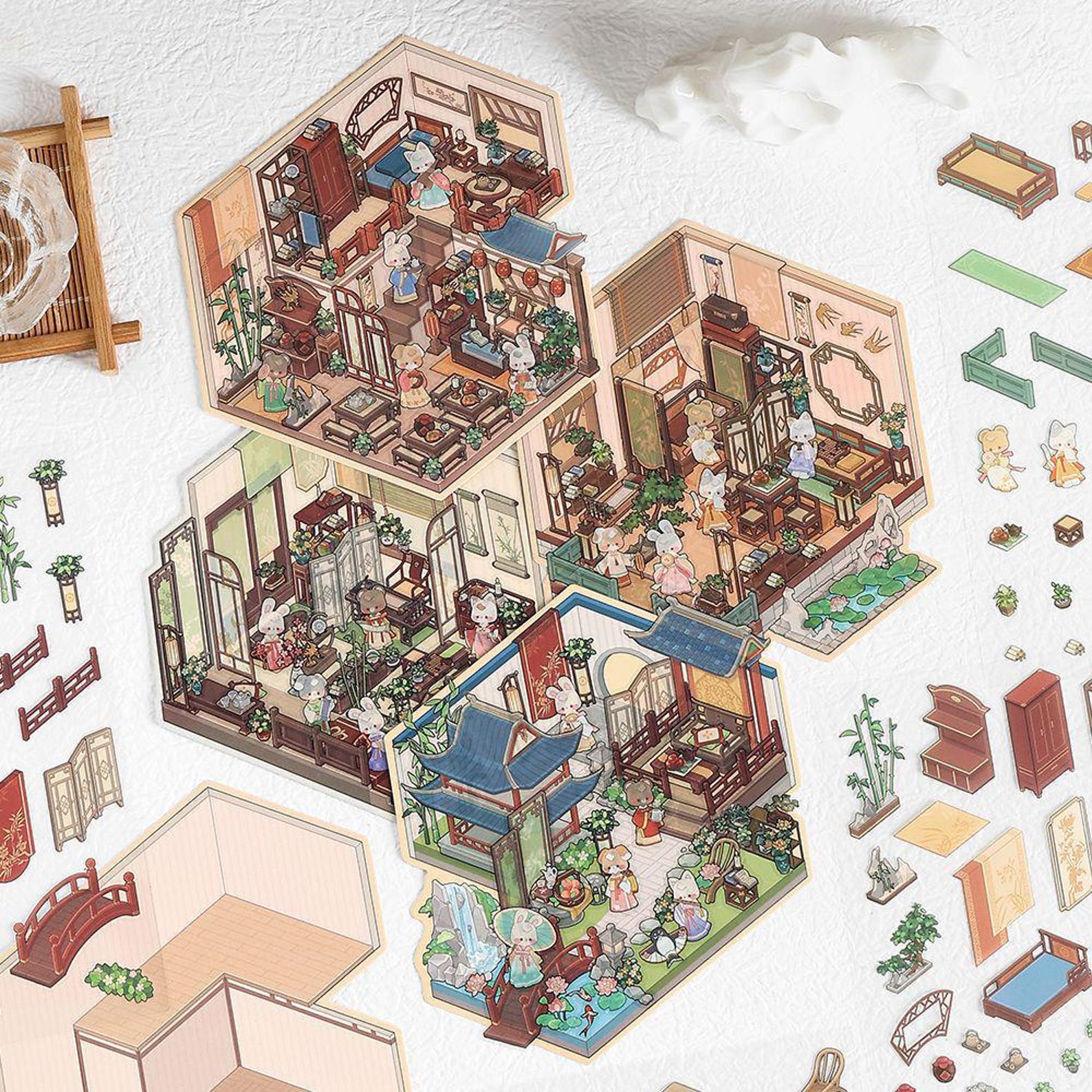 Isometric Sticker Scene Pack 4 Theme, Deco Sticker, Miniature Sticker ...