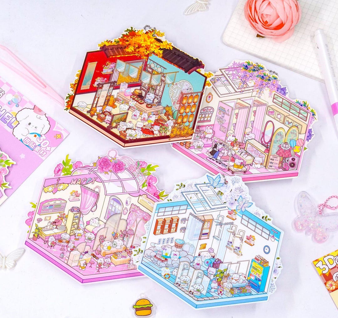 Miniature Sticker Set 4 Themes, Suitcase, Christmas Gift, Isometric ...