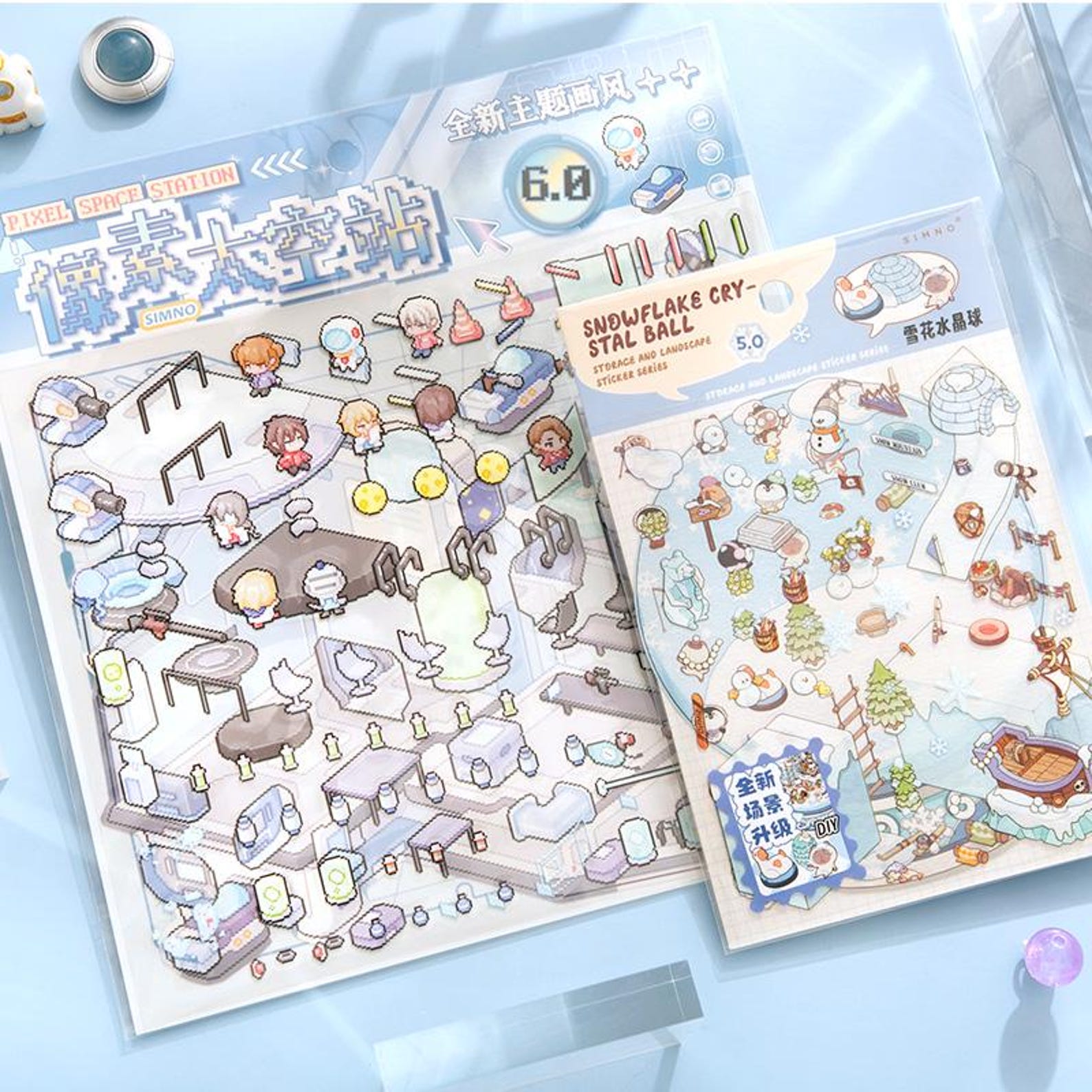 Isometric Pixel Sticker Set: Fall, Space Station, Sushi Themes - Etsy