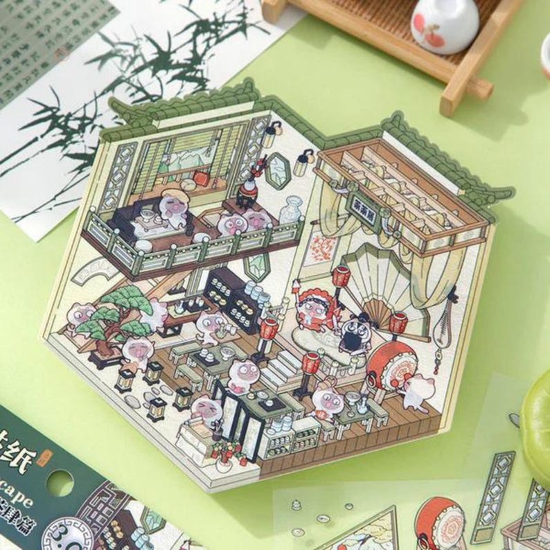 Isometric Sticker Scene Pack, Deco Sticker, Miniature Sticker Set, Busy ...