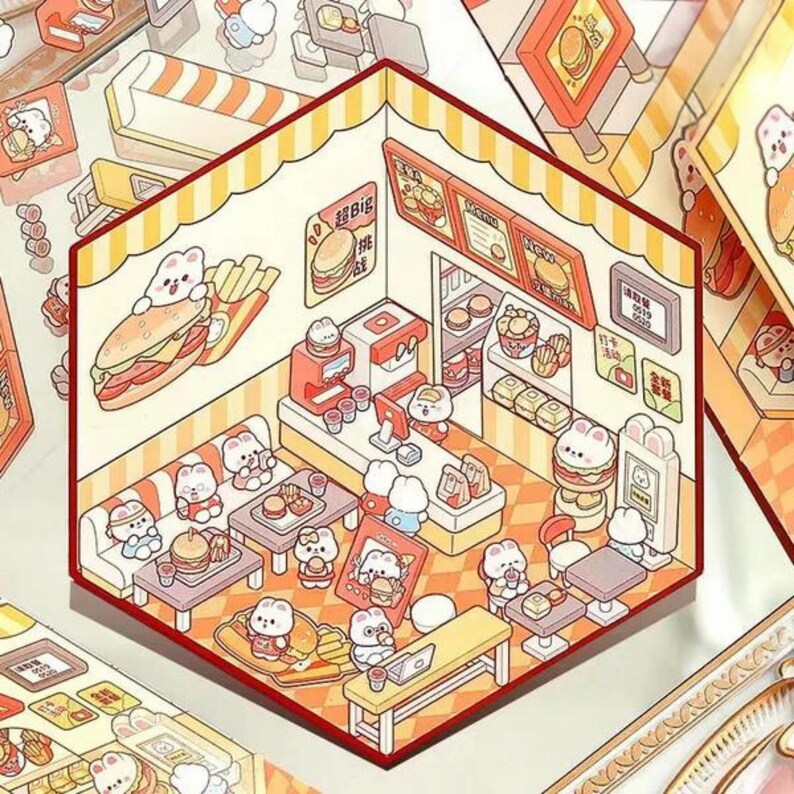 Miniature Sticker Set, Isometric Sticker Scene Pack, Deco Sticker, Cute ...