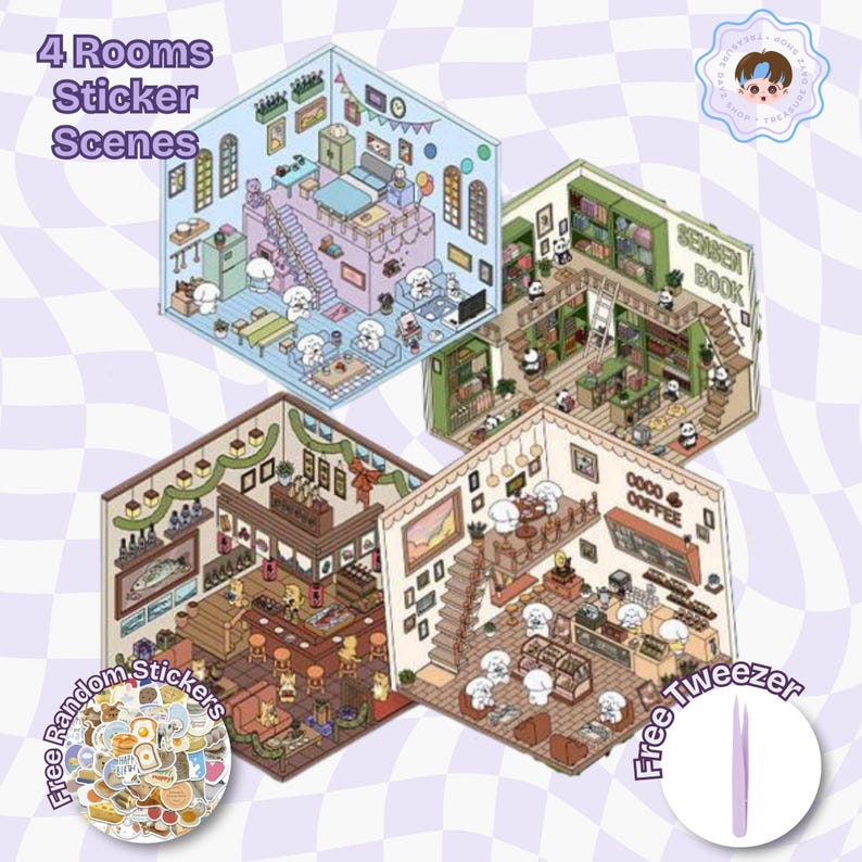 Miniature Sticker Set, Isometric Sticker Scene Pack, Deco Sticker, Cute ...