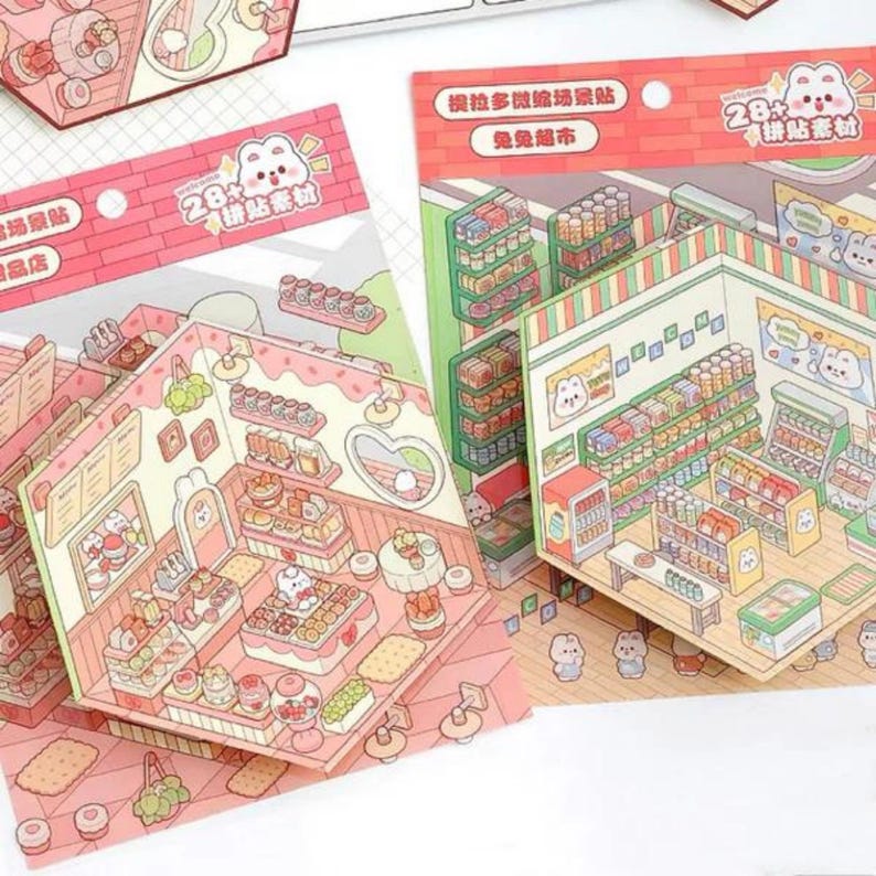 Miniature Sticker Set, Isometric Sticker Scene Pack, Deco Sticker, Cute ...