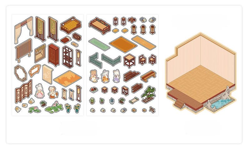Isometric Sticker Scene Pack 4 Theme, Deco Sticker, Miniature Sticker ...