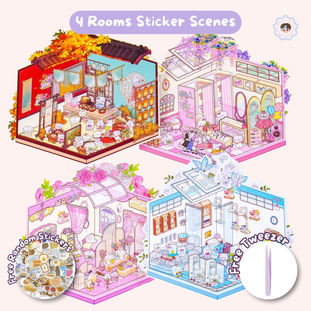 Spring Edition Sticker Set 4 Themes, Extra Large Isometric Sticker ...