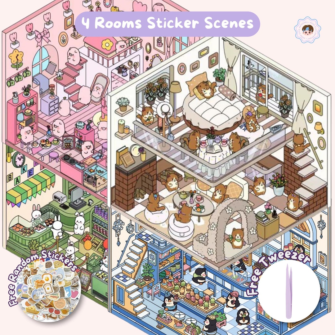 DIY Spring Edition Sticker Set, Ice Cream Hut, Sticker Scene Pack, Deco ...