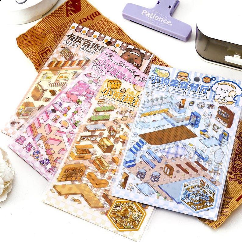 Isometric Sticker Scene Pack, Deco Sticker, Miniature Sticker Set, Busy ...