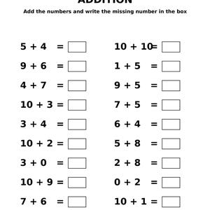 10 Printable Additition Fill in the Blanks Worksheets for Kindergarten ...