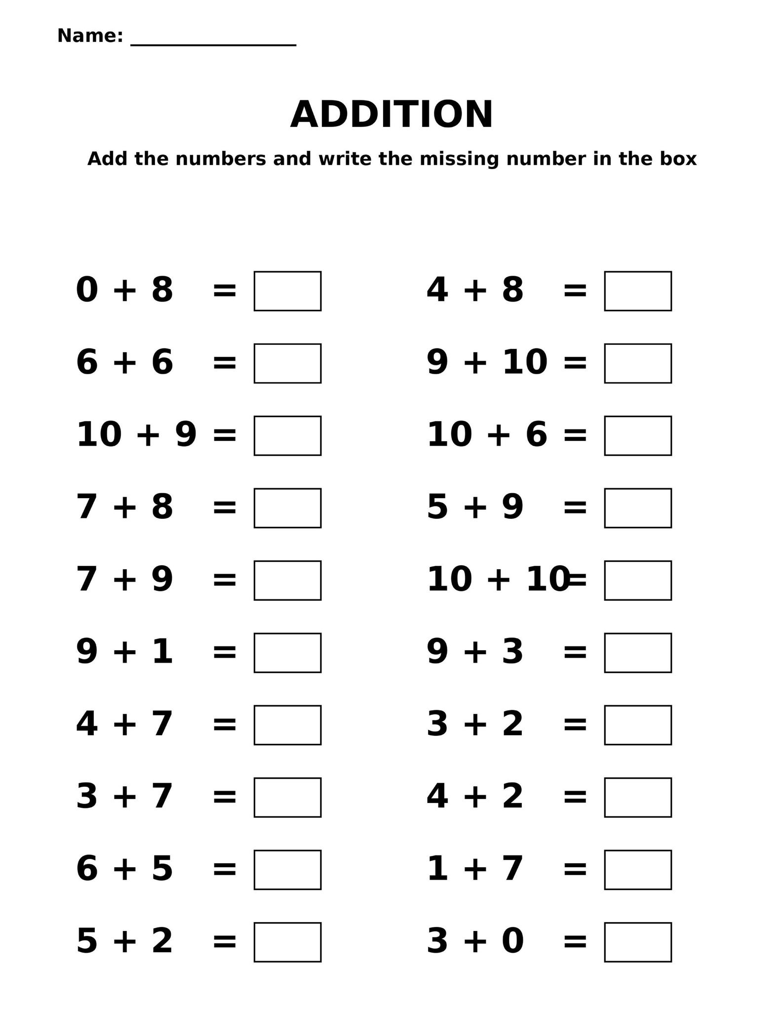 10 Printable Additition Fill in the Blanks Worksheets for Kindergarten ...