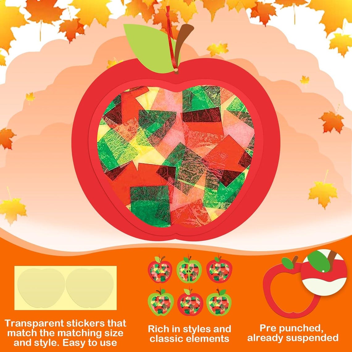 24 Sets Apple Tissue Sign Craft Kit for Kids, Craft for Classroom/home ...