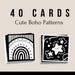 40 Boho Montessori Baby Sensory Cards, Baby Cards, High Contrast Visual ...