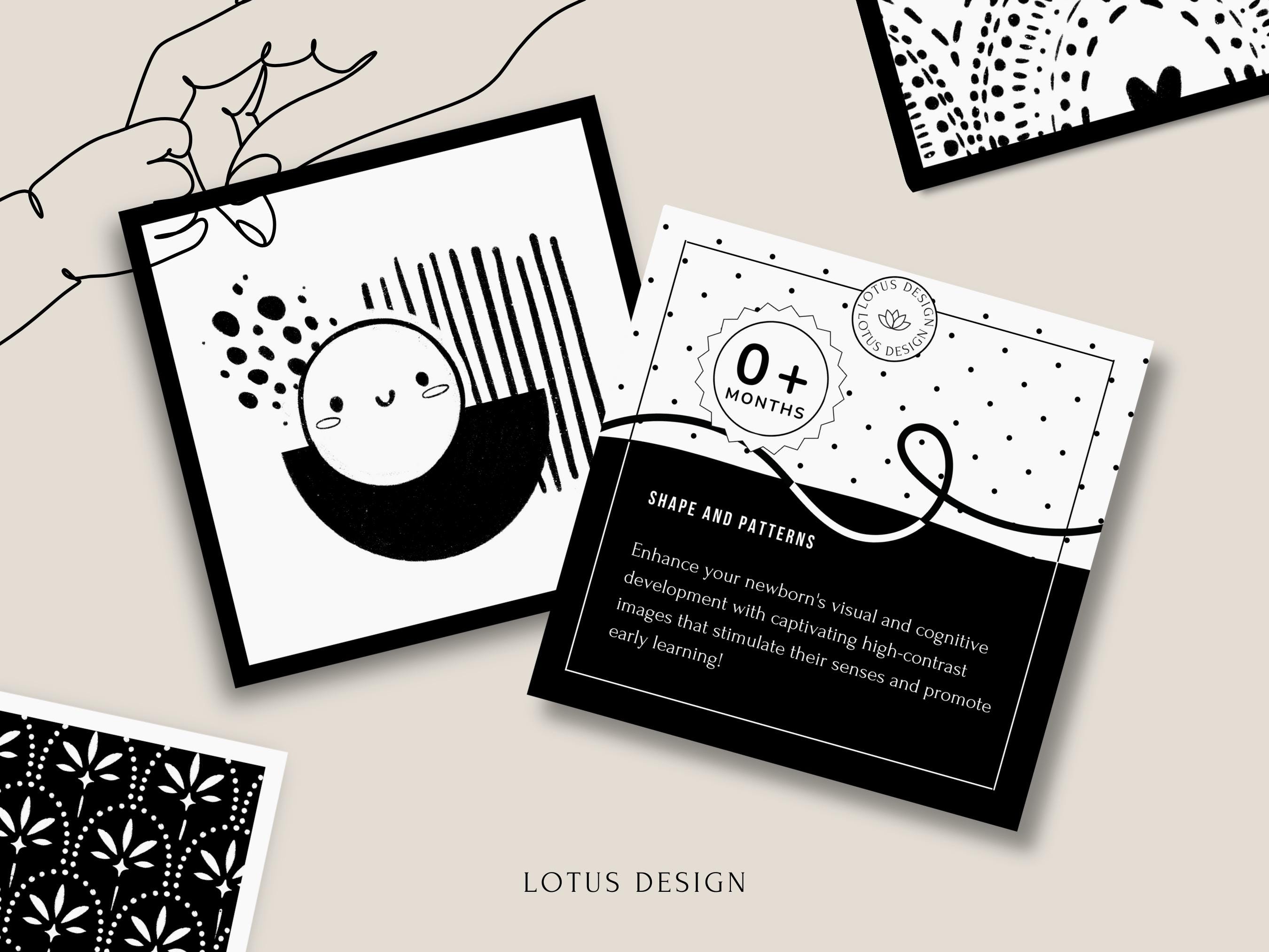 40 Boho Montessori Baby Sensory Cards, Baby Cards, High Contrast Visual ...