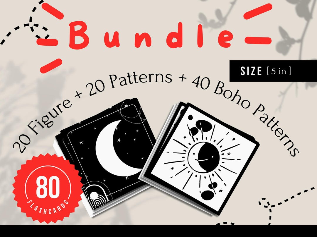 Bundle [40 Montessori + 40 Boho Patterns High Contrast Sensory Cards ...
