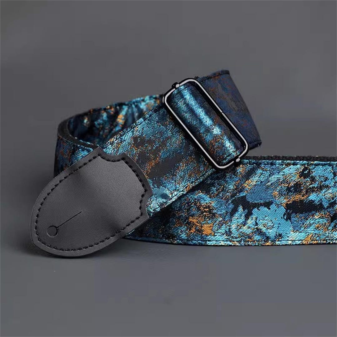 Turquoise Vintage Guitar Strap Instrument Strap Handmade Leather End ...