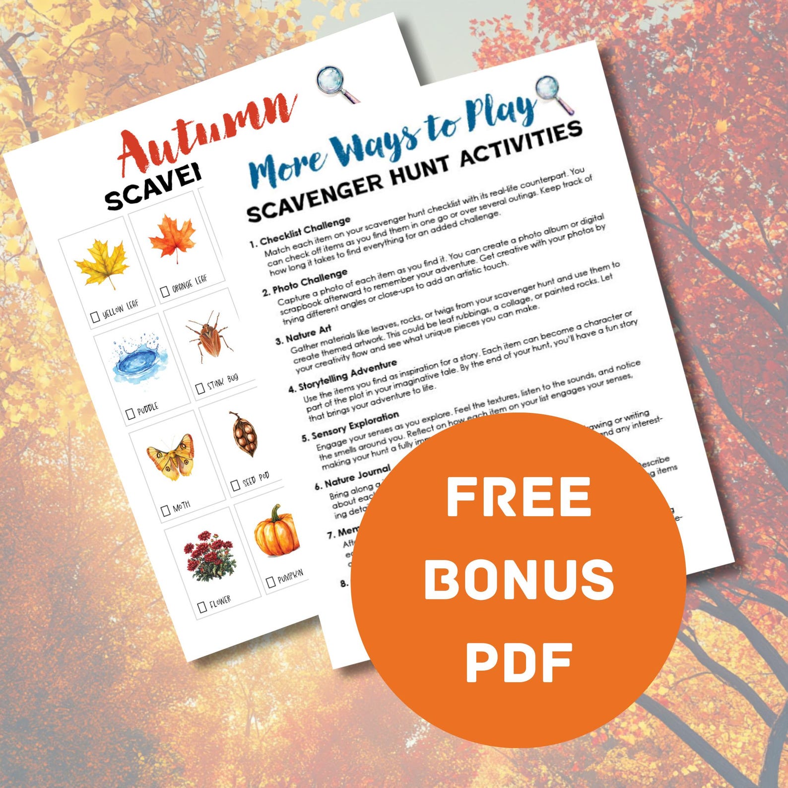Printable AUTUMN Nature Scavenger Hunt for Kids Outdoor Scavenger Hunt ...