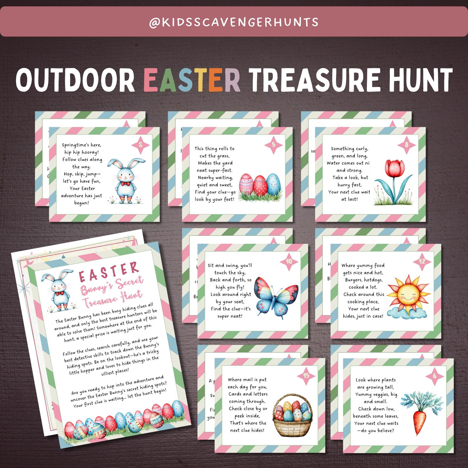 Easter Bunny Scavenger Hunt Printable | Outdoor Treasure Hunt With ...