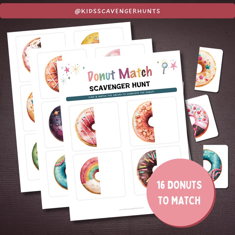 Donut Matching Game for Kids | Printable Indoor Donut Hunt | Donut Day ...