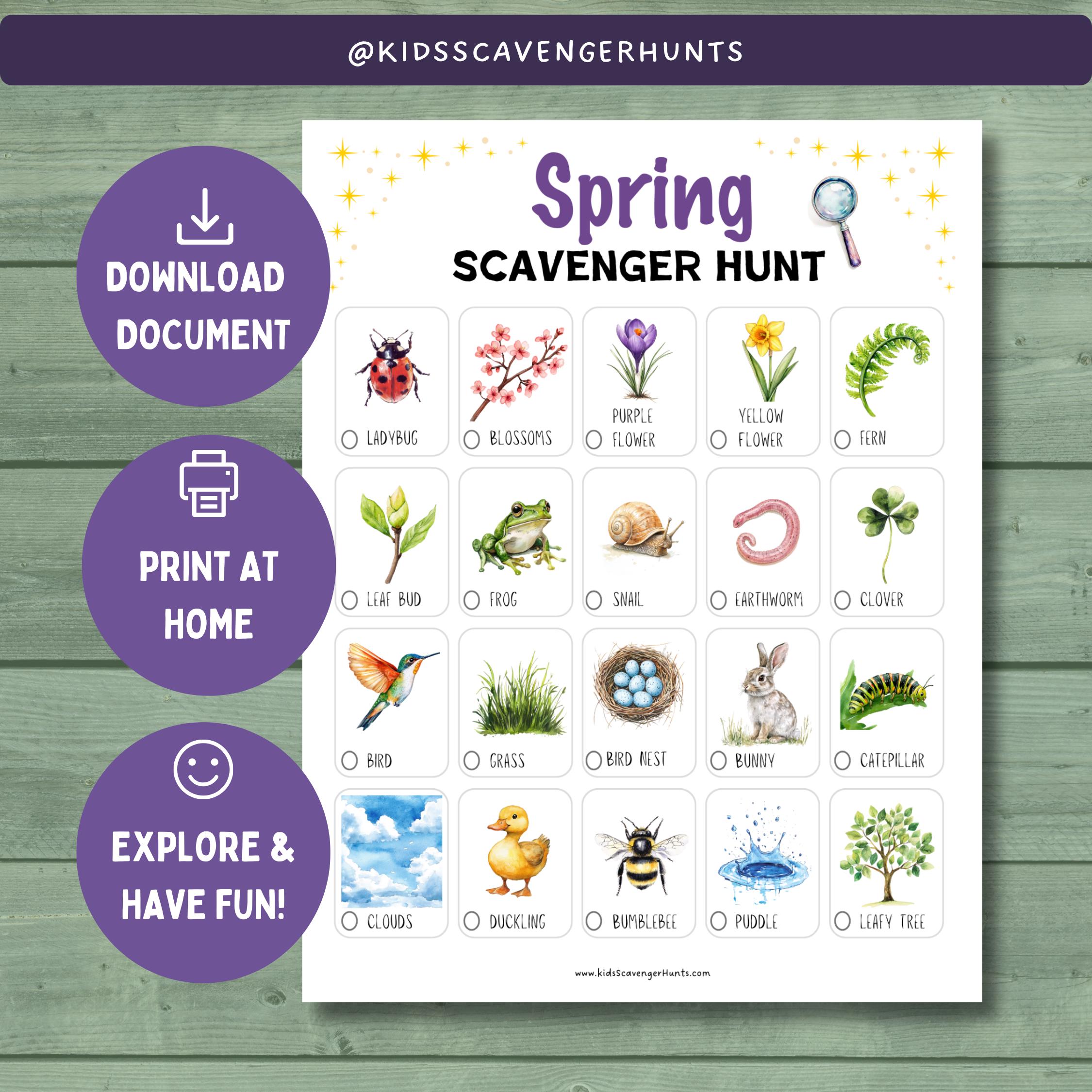 Printable Spring Scavenger Hunt | Nature Scavenger Hunt for Kids ...