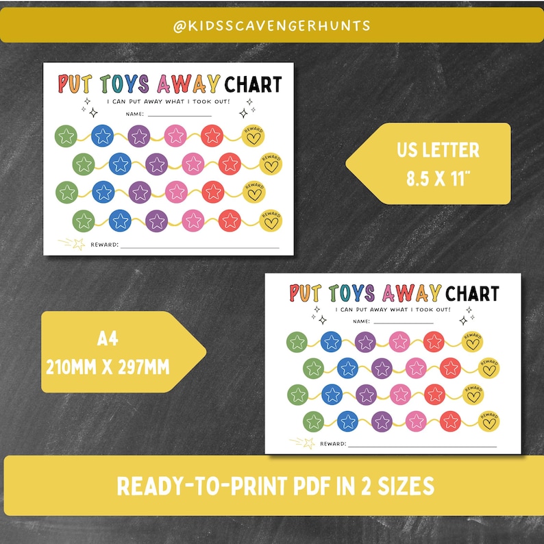 Put Toys Away Chart for Kids | Rainbow Reward Chart | Toddler Habit ...