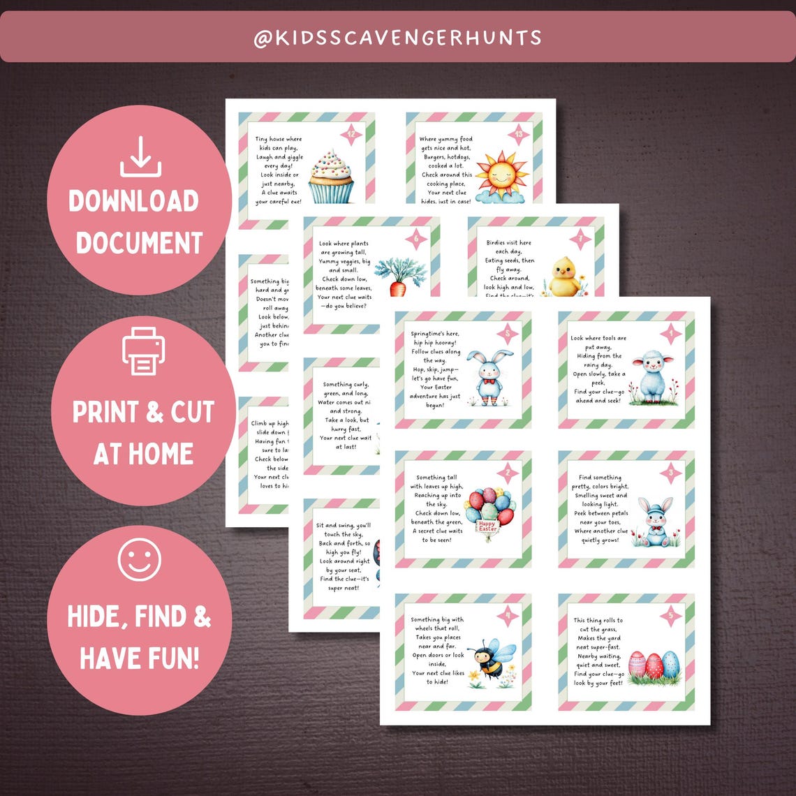 Printable Easter Bunny Scavenger Hunt | Outdoor Treasure Hunt With ...