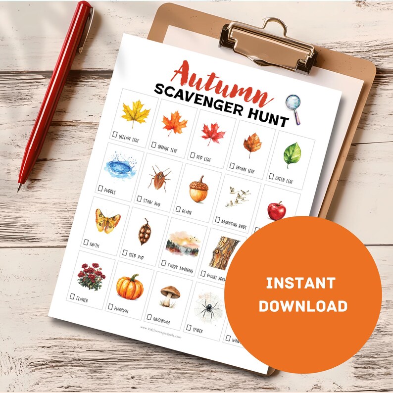 Printable AUTUMN Nature Scavenger Hunt for Kids Outdoor Scavenger Hunt ...