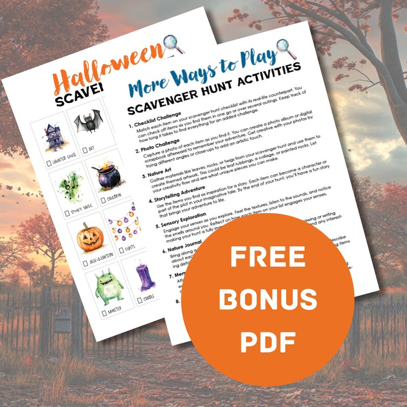 Printable HALLOWEEN Scavenger Hunt for Kids Outdoor Scavenger Hunt Kids ...