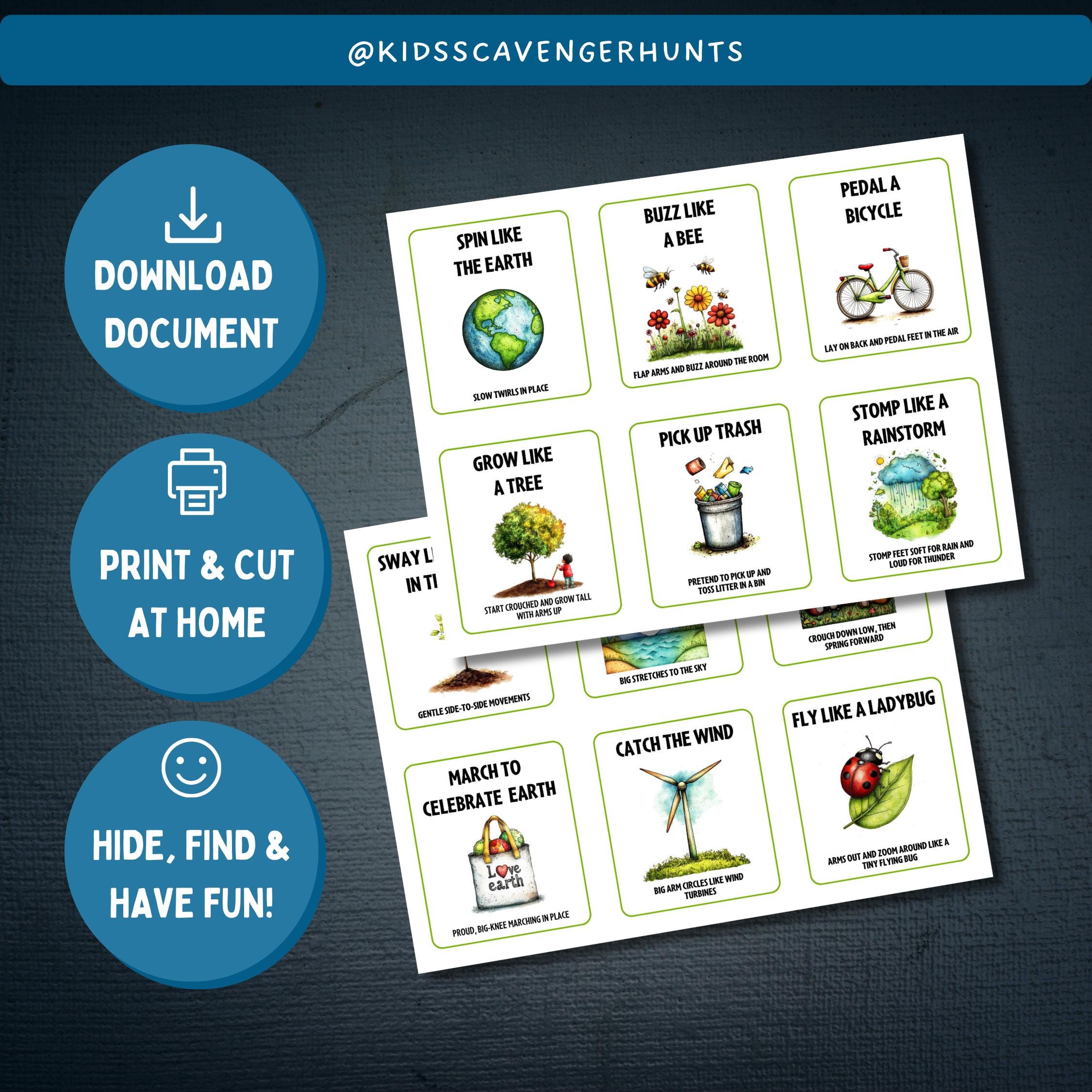 Printable Earth Day Movement Cards | Fun Gross Motor Game for Kids ...
