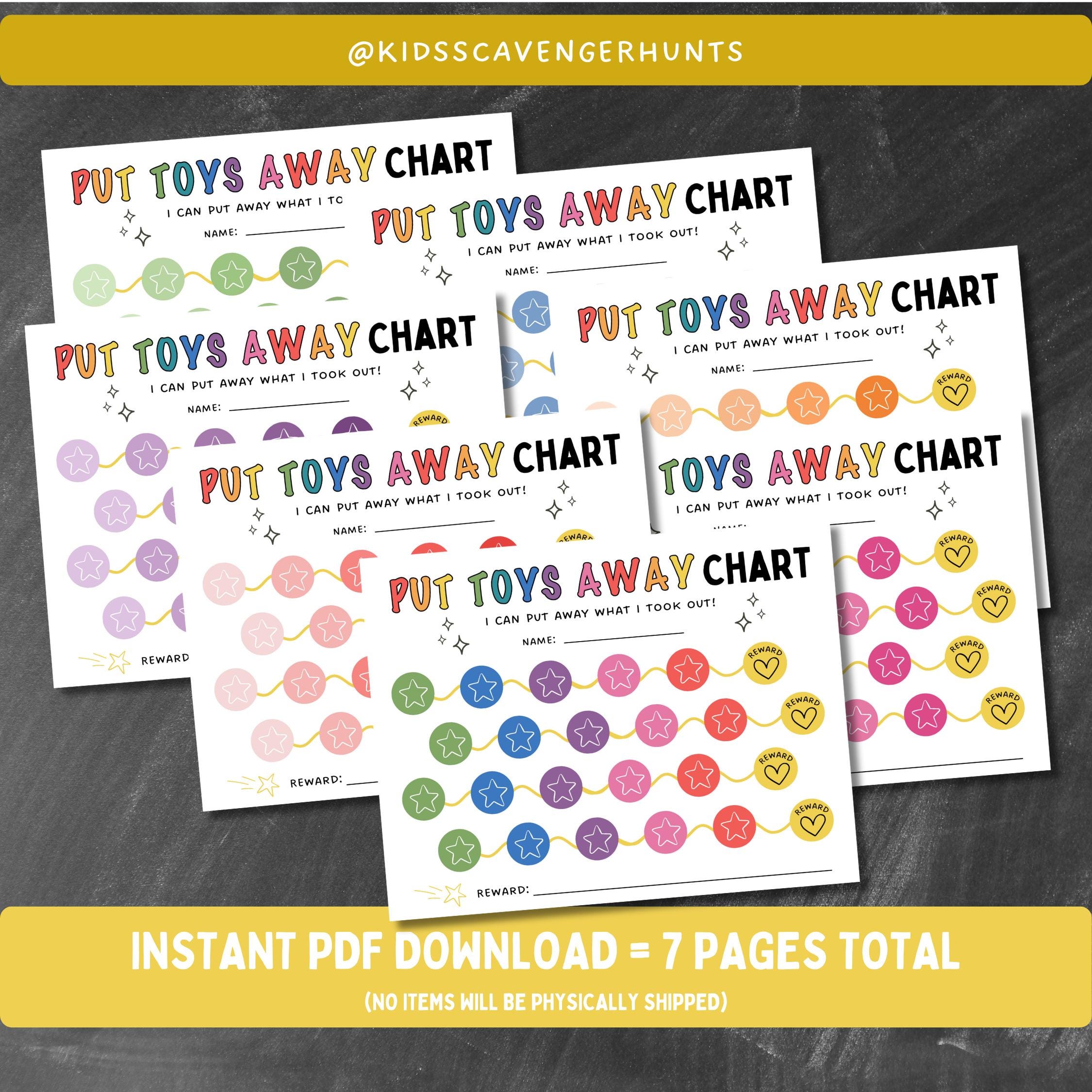 Put Toys Away Chart for Kids | Rainbow Reward Chart | Toddler Habit ...