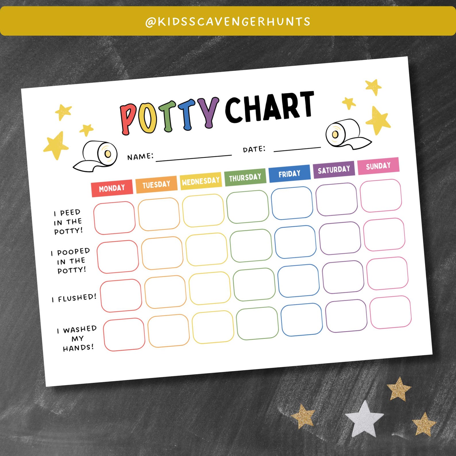 Printable Potty Training Chart for Toddlers | Printable Reward Chart ...