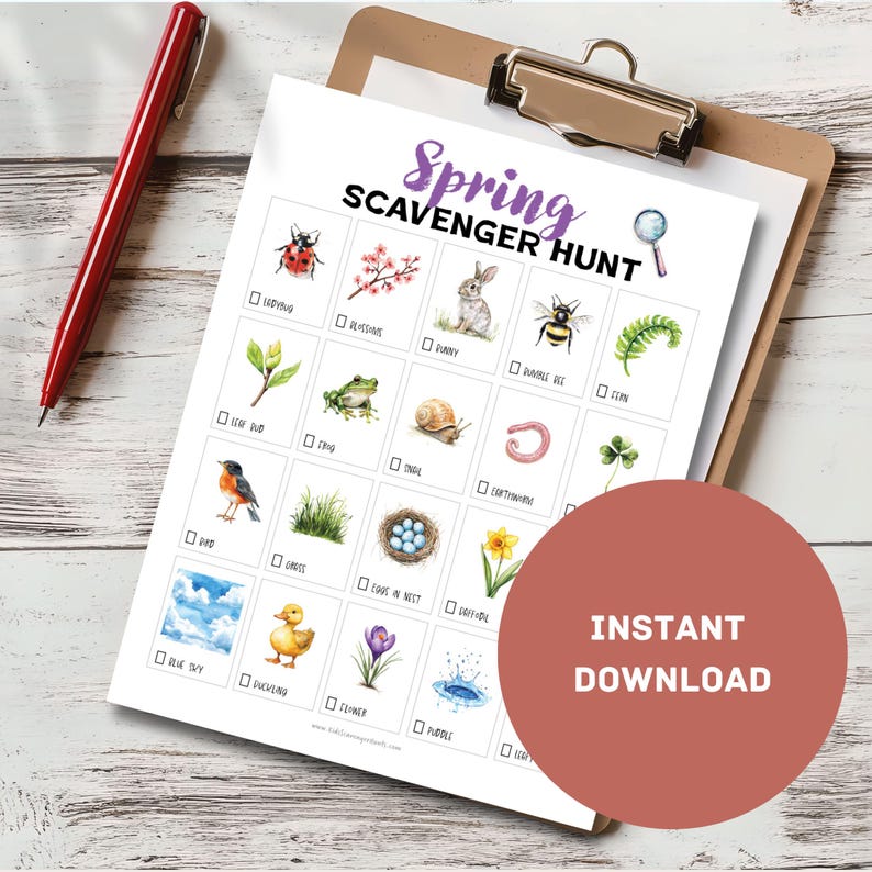Printable SPRING Nature Scavenger Hunt for Kids Outdoor Scavenger Hunt ...