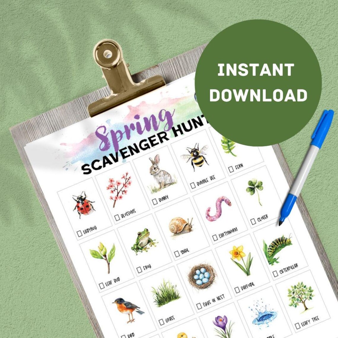 Printable SPRING Nature Scavenger Hunt for Kids Outdoor Scavenger Hunt ...