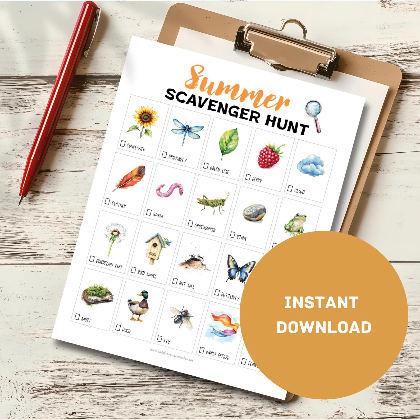 Printable SUMMER Nature Scavenger Hunt for Kids Outdoor Scavenger Hunt ...