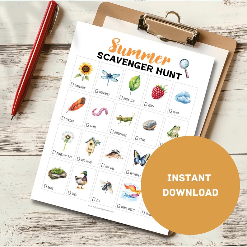 Printable SUMMER Nature Scavenger Hunt for Kids Outdoor Scavenger Hunt ...