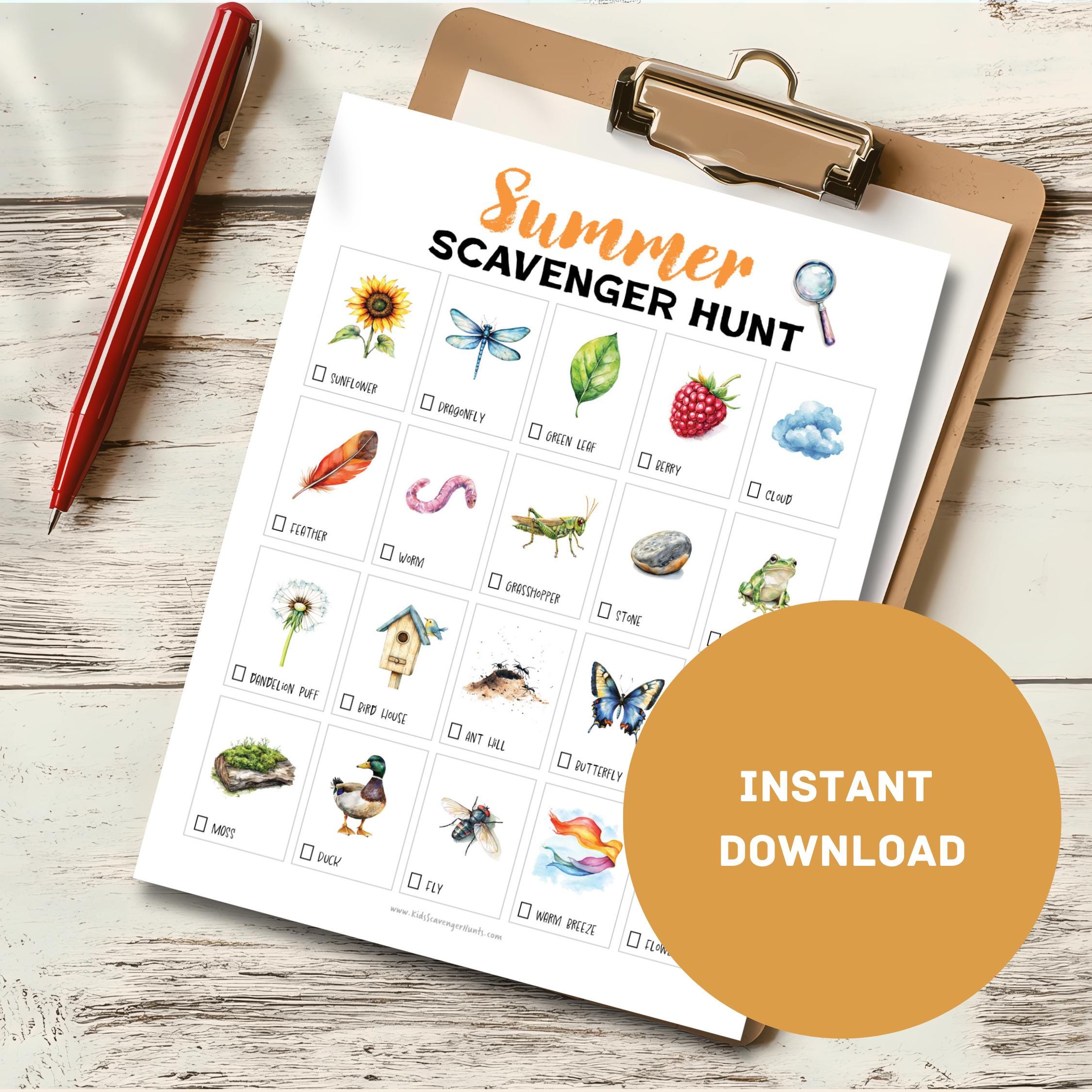 Printable SUMMER Nature Scavenger Hunt for Kids Outdoor Scavenger Hunt ...