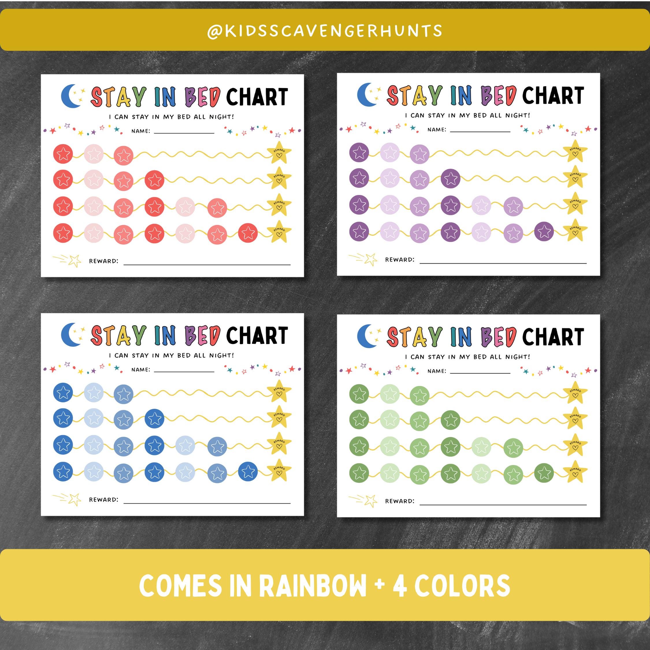 Stay in Bed Progress Chart for Kids | Toddler Bedtime Milestone Tracker | Printable Sleep Reward ...